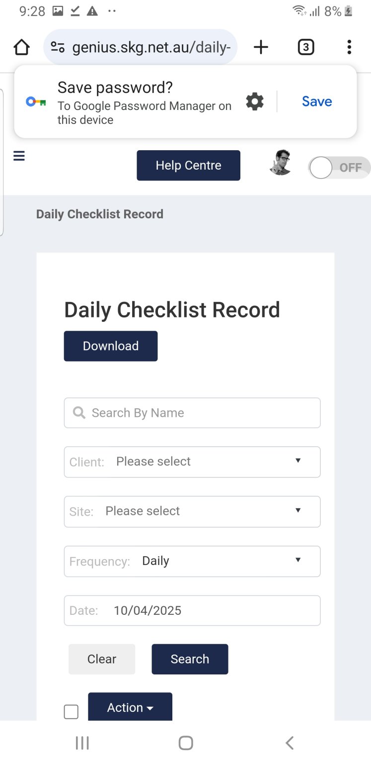 Using the Genius Cleaner Checklist System (Mobile Website) | SKG ...